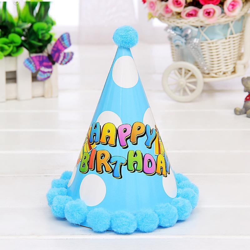 Pack of 5 - Happy Birthday Cap for Kids, Happy Birthday Pom Pom Birthd ...
