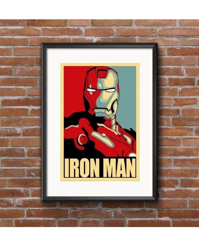 Iron Man Comic Retro Poster on Kraft Paper - Block Mounted - Multicolo ...