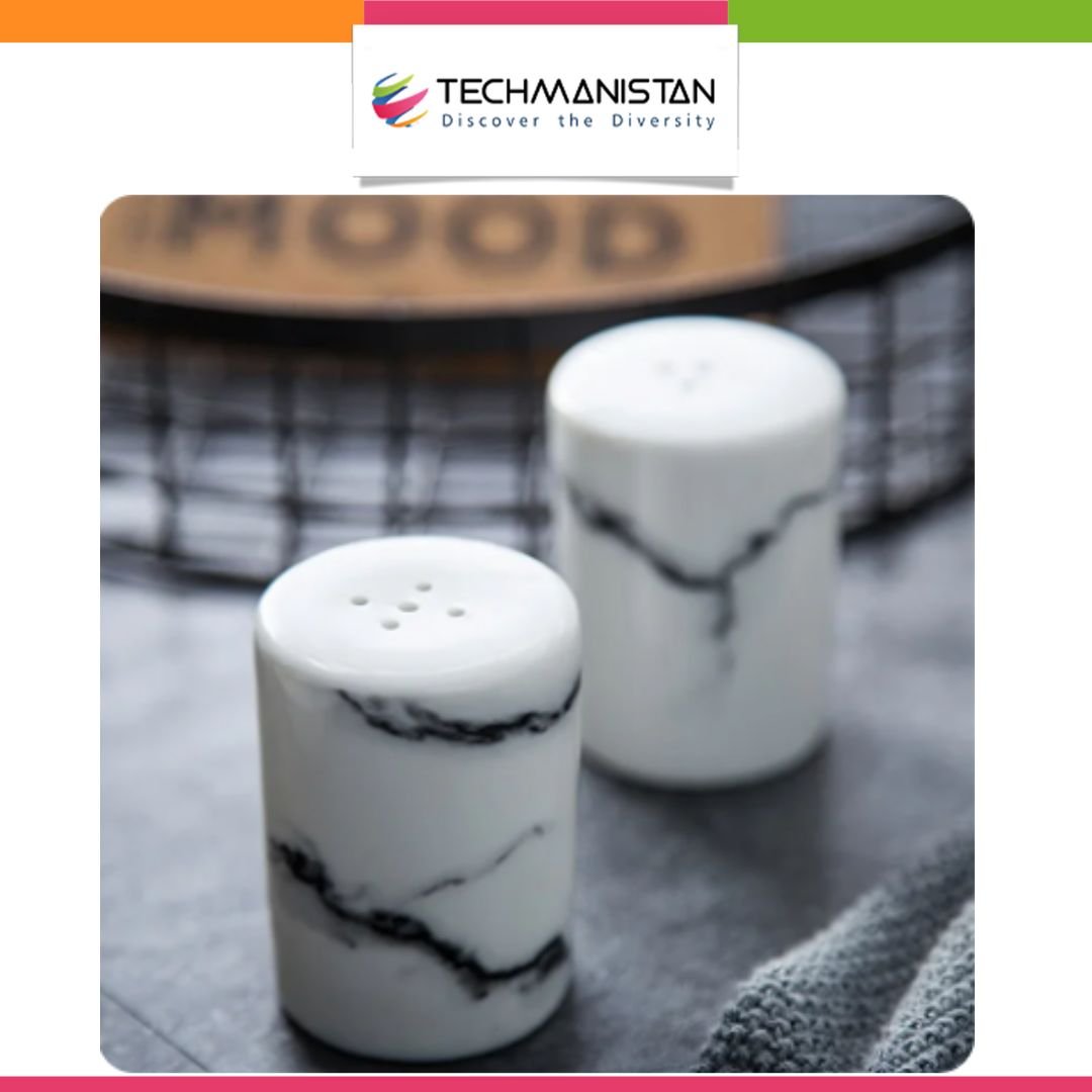 Set of 2 Marble Design Salt & Pepper Holder - Techmanistan